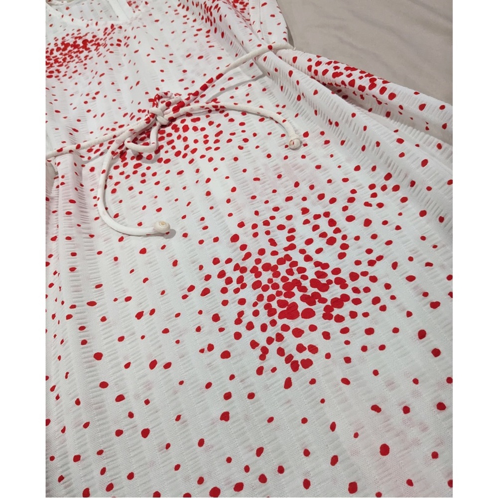 Vintage 70s 80s Red Paint Splatter Dots Dress - Gem